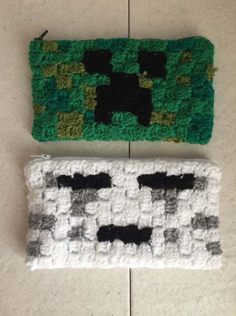 Crochet Corner To Corner Minecraft Ghast And Creeper Pencil/Storage ...