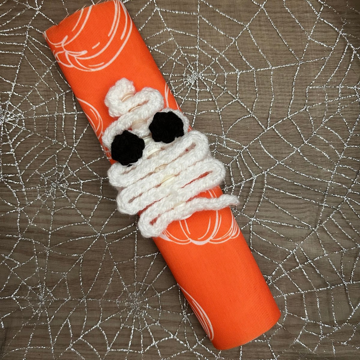 Folded Crochet Ribbon Ghost Napkin Holder With Button Details ...